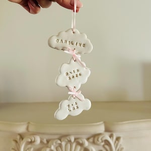 Custom Stamped Cloud Ornament: Handmade Polymer Clay Keepsake - Etsy