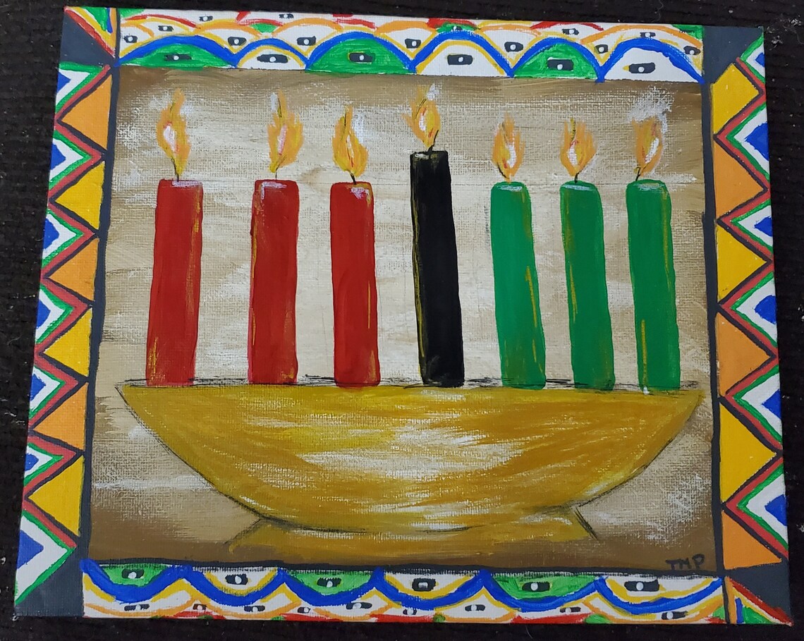 Kwanzaa Kinara Celebration: 8x10 Acrylic Painting on Stretched Canvas ...