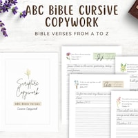 ABC Bible Verse Cursive Copywork Bundle, Cursive Handwriting Practice ...