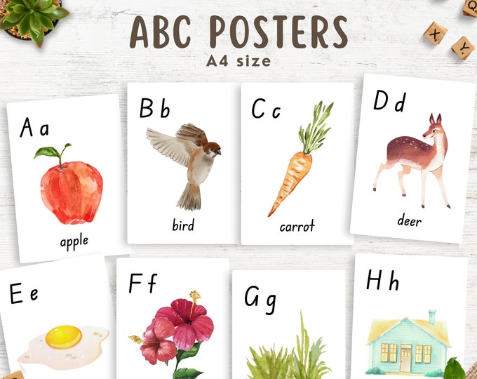 Alphabet Chart, ABC Poster, Animal Alphabet, Watercolor Alphabet, ABC ...