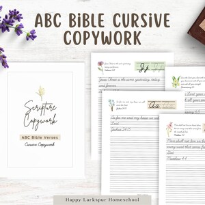 ABC Bible Verse Cursive Copywork Bundle, Cursive Handwriting Practice ...