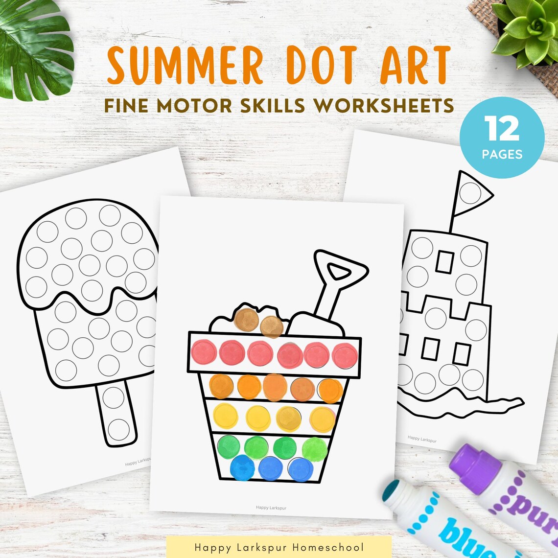 Summer Dot Art, Dot Marker Coloring, Toddler Activities, Dot Marker ...
