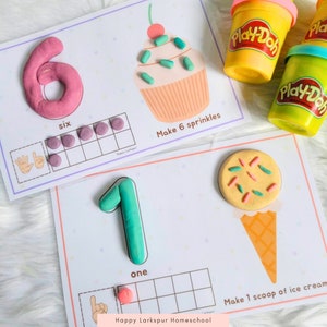 Numbers Playdough Mats, Preschool Play Dough Mats Printable, Counting ...
