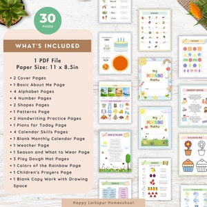 PRESCHOOL Morning Menu, Homeschool Morning Menu, Morning Menu ...
