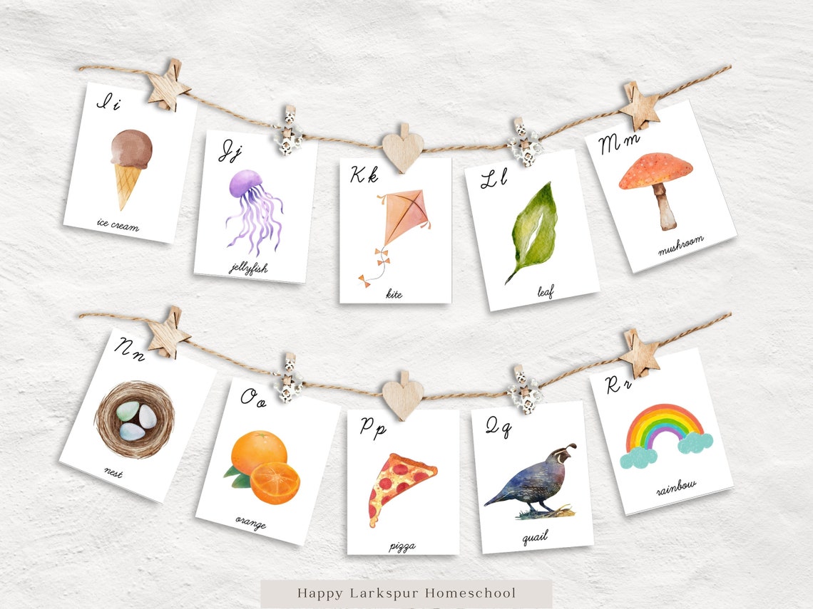 Cursive Alphabet Flashcards, Toddler Preschool Flashcards, Cursive ABC ...