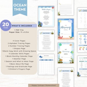 Ocean Theme Basic Morning Menu, Preschool Toddler Morning Menu ...