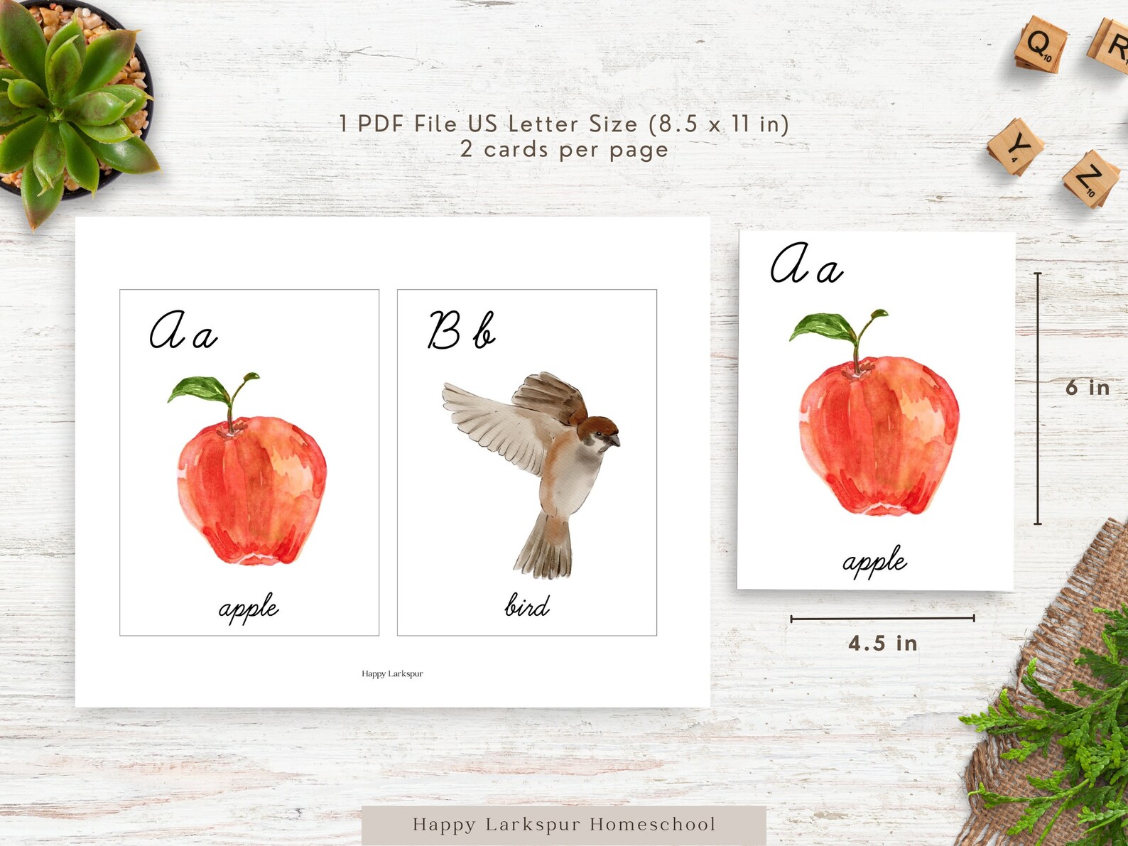 Cursive Alphabet Flashcards, Toddler Preschool Flashcards, Cursive ABC ...