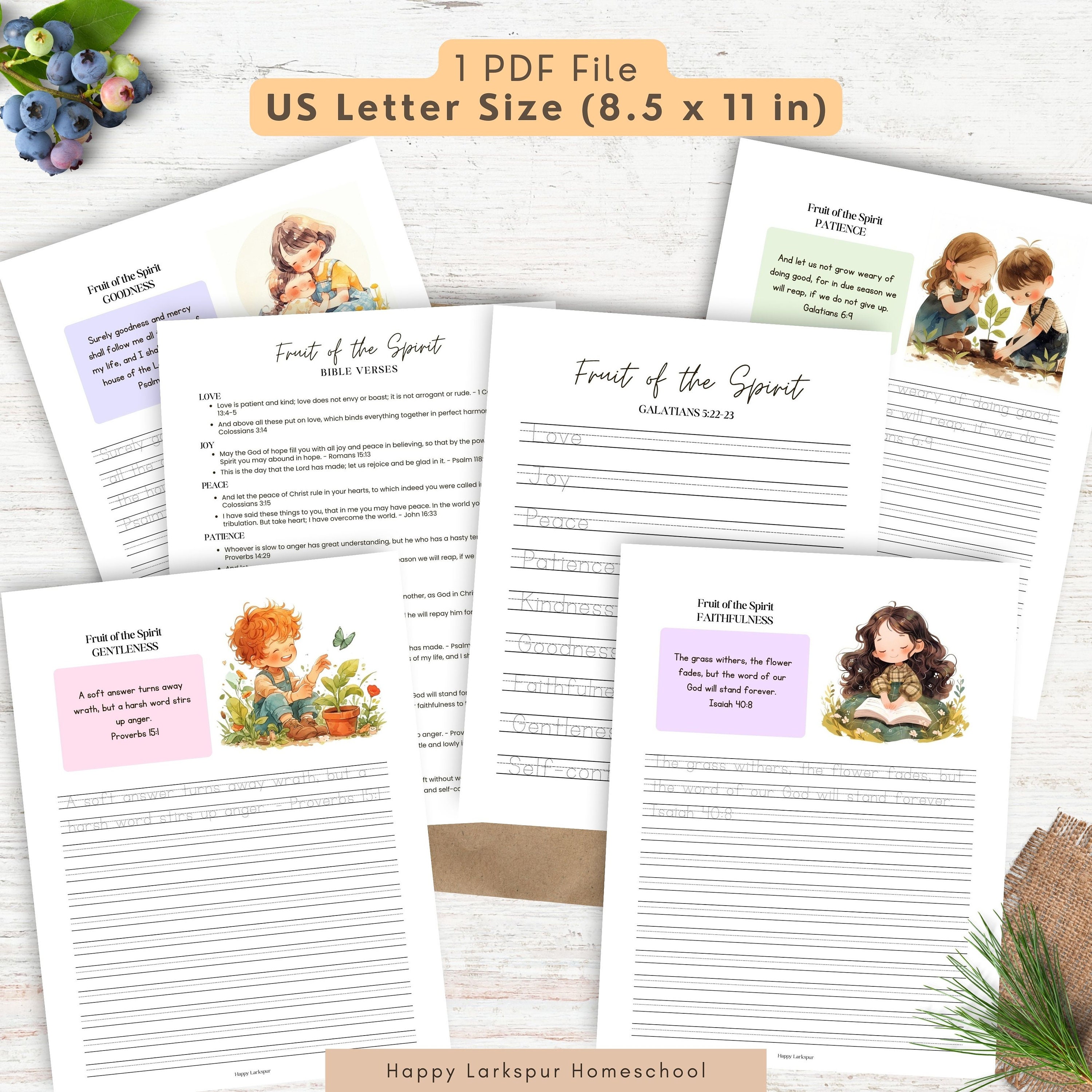 Fruit of the Spirit Copywork Book, Scripture Handwriting Practice ...