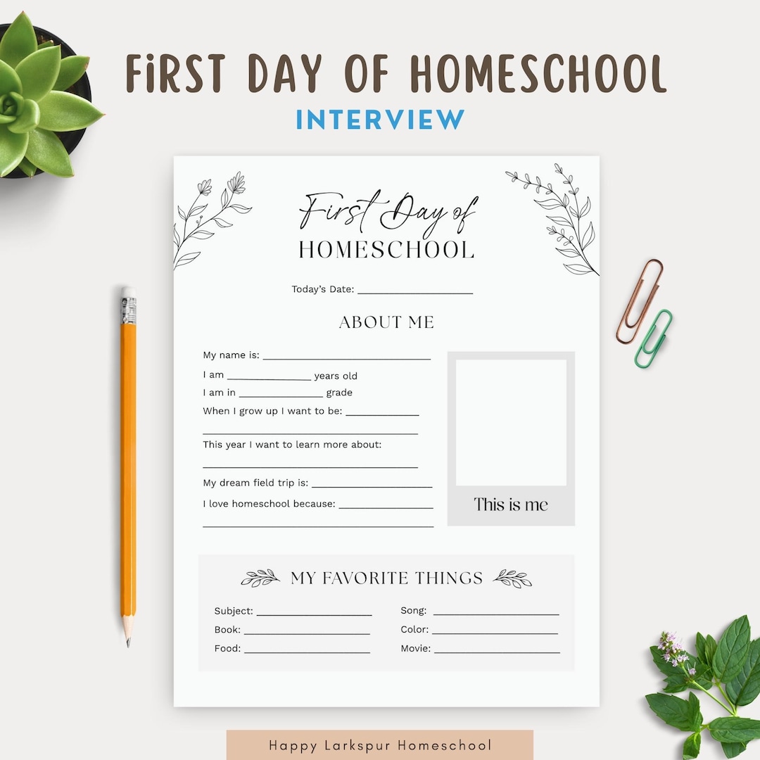 First Day of Homeschool Interview, Printable Black & White Back to ...