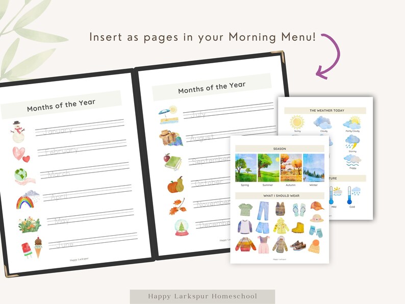 Kids Calendar and Weather Pages, Kids Daily Calendar, Calendar Morning ...