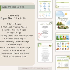 Basic Morning Menu Homeschool, Preschool Morning Menu, Toddler Morning ...