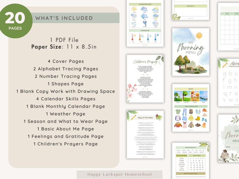 Basic Morning Menu Homeschool, Preschool Morning Menu, Toddler Morning ...