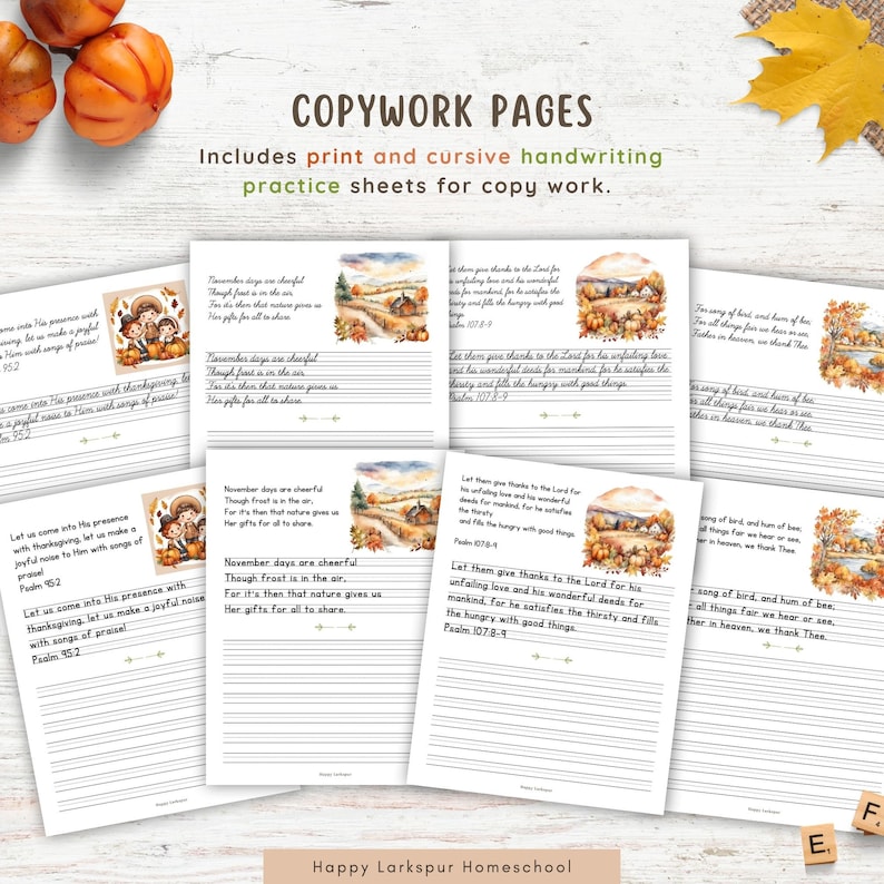 Thanksgiving Morning Menu Pages, Charlotte Mason Thanksgiving Morning ...