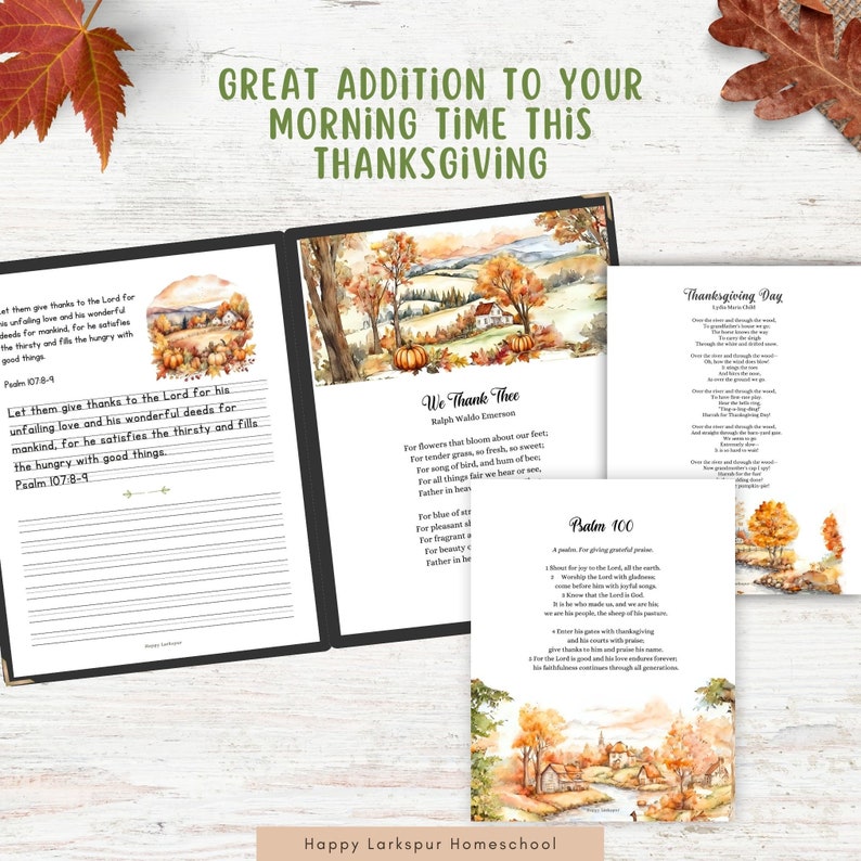 Thanksgiving Morning Menu Pages, Charlotte Mason Thanksgiving Morning ...