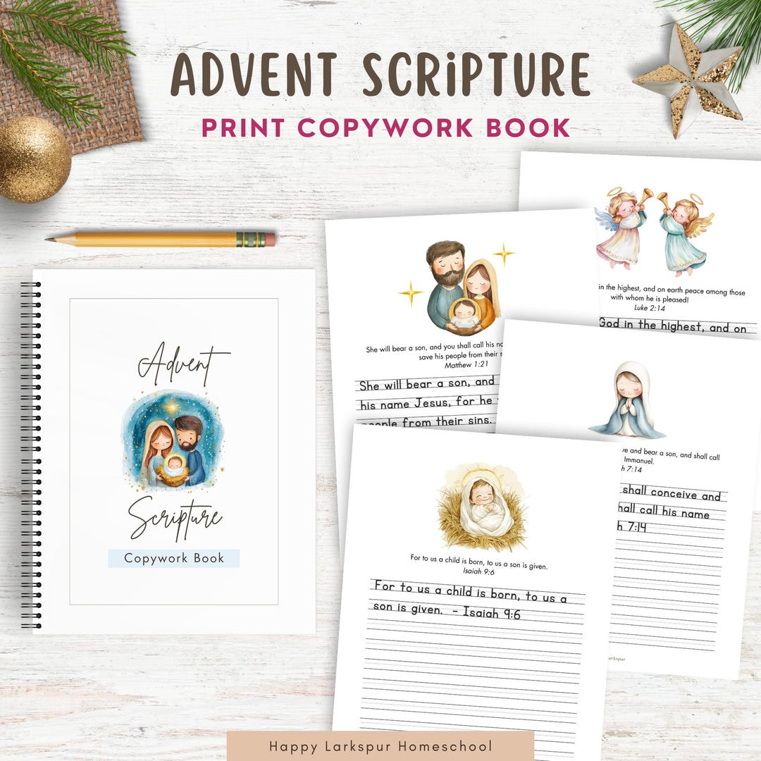 Advent Christmas Bible Verse Copywork, Bible Verse Handwriting Practice ...
