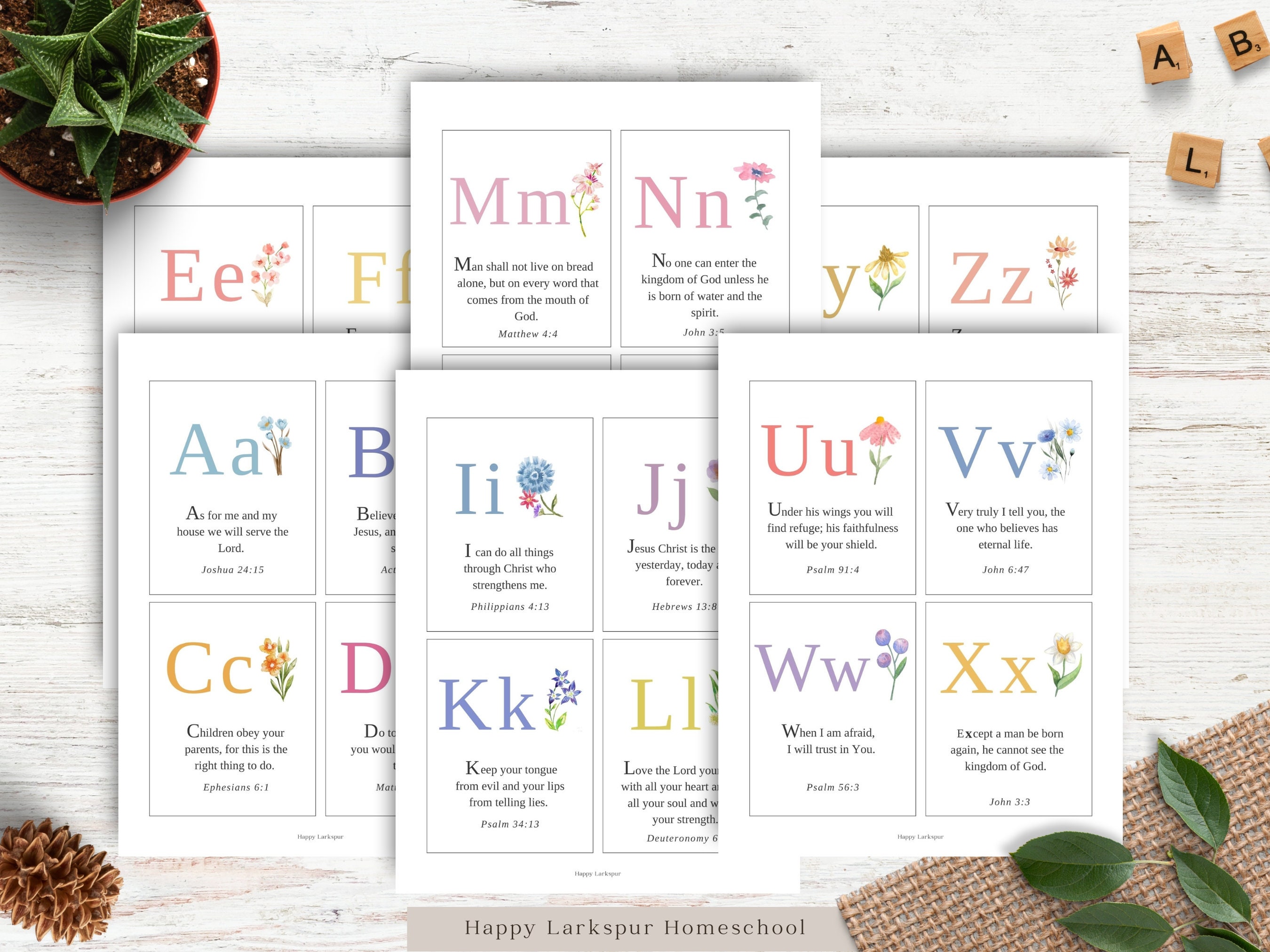 ABC Bible Verse Flashcards, Homeschool Preschool Flashcards, Bible ...