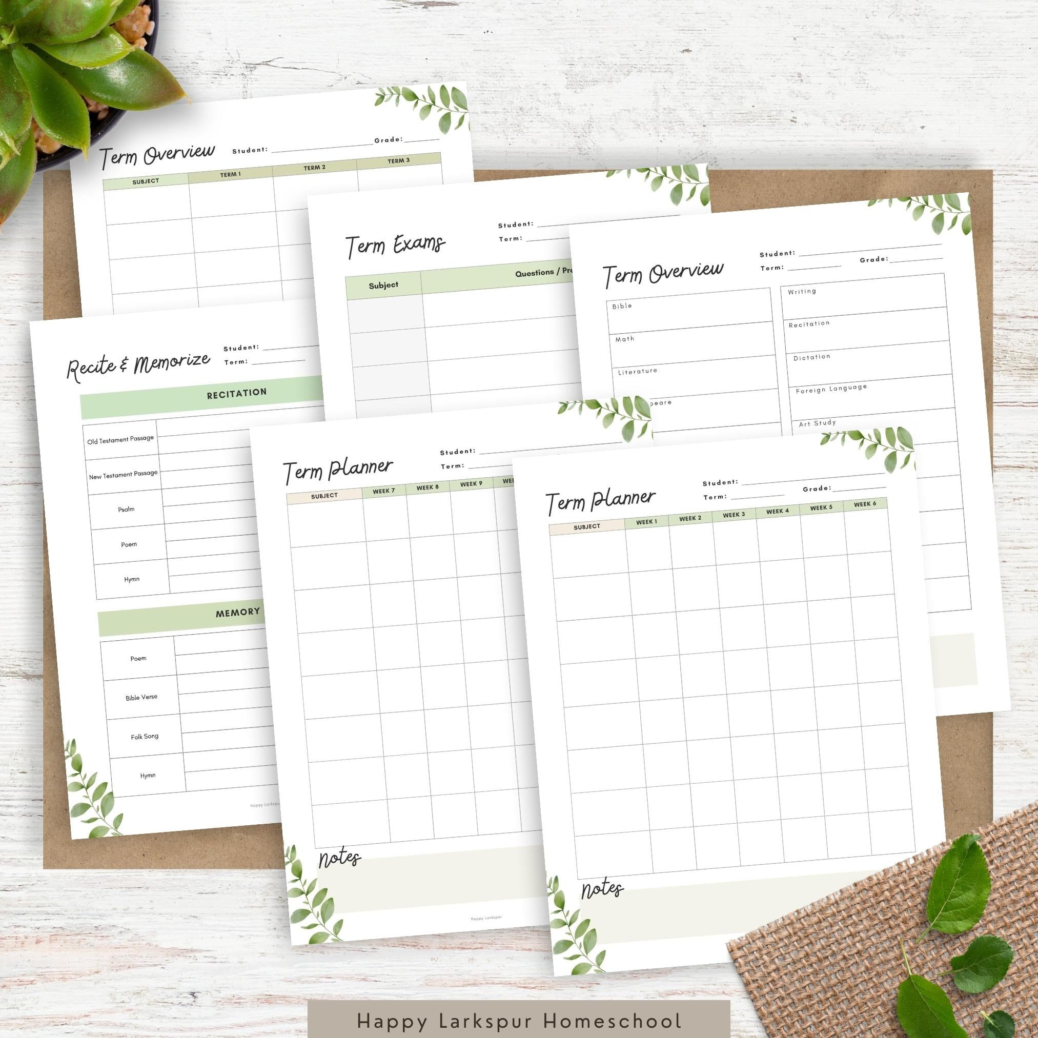 Charlotte Mason Homeschool Planner, Undated Homeschool Planner ...