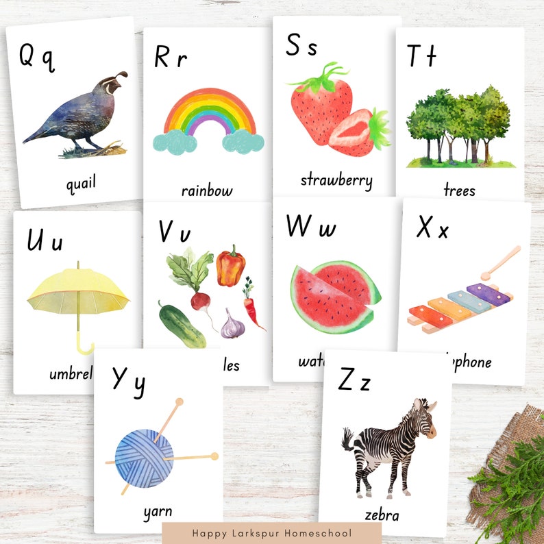 Alphabet Posters, A4 ABC Posters Classroom, Watercolor Alphabet Posters ...