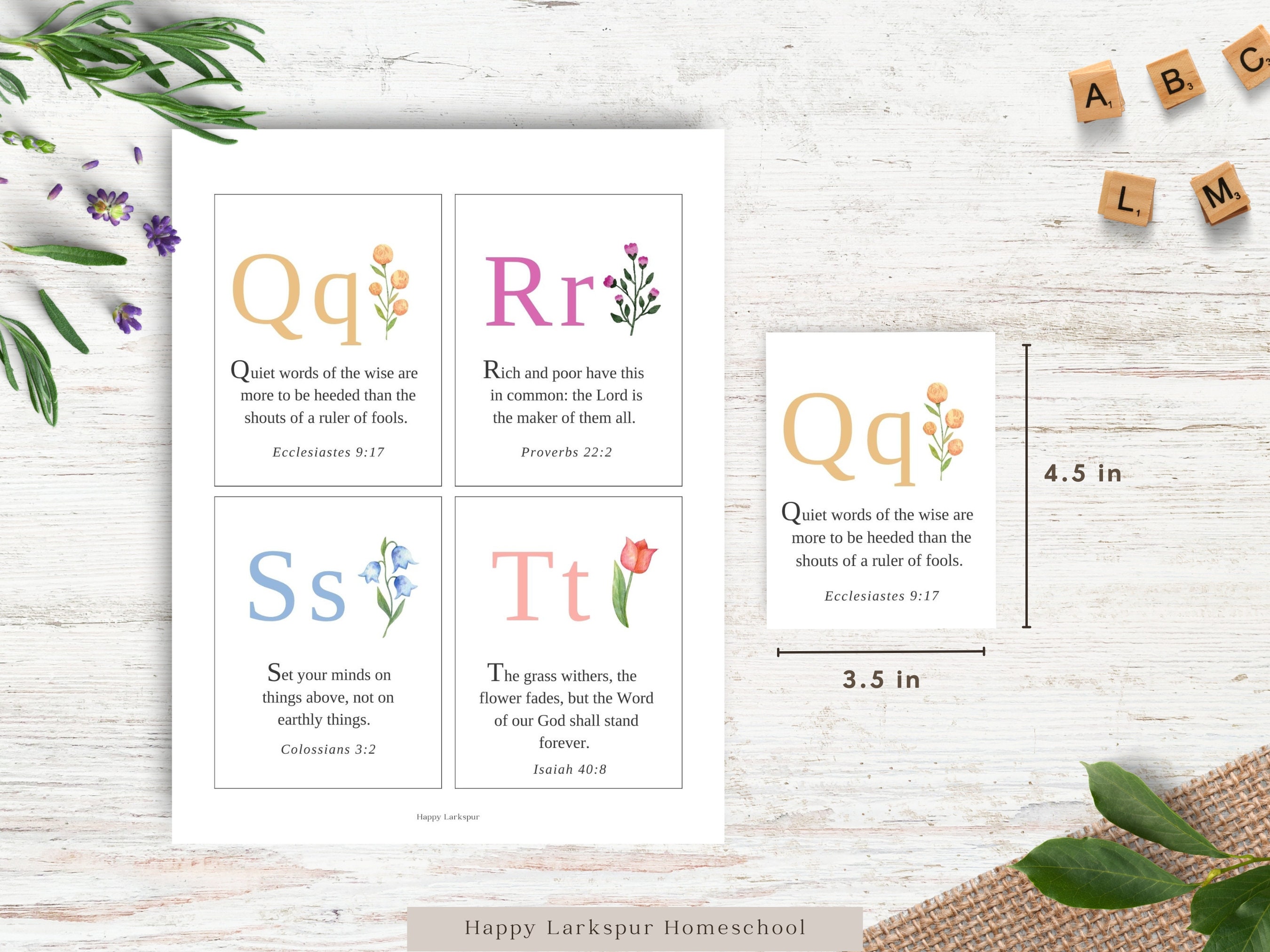 ABC Bible Verse Flashcards, Homeschool Preschool Flashcards, Bible ...