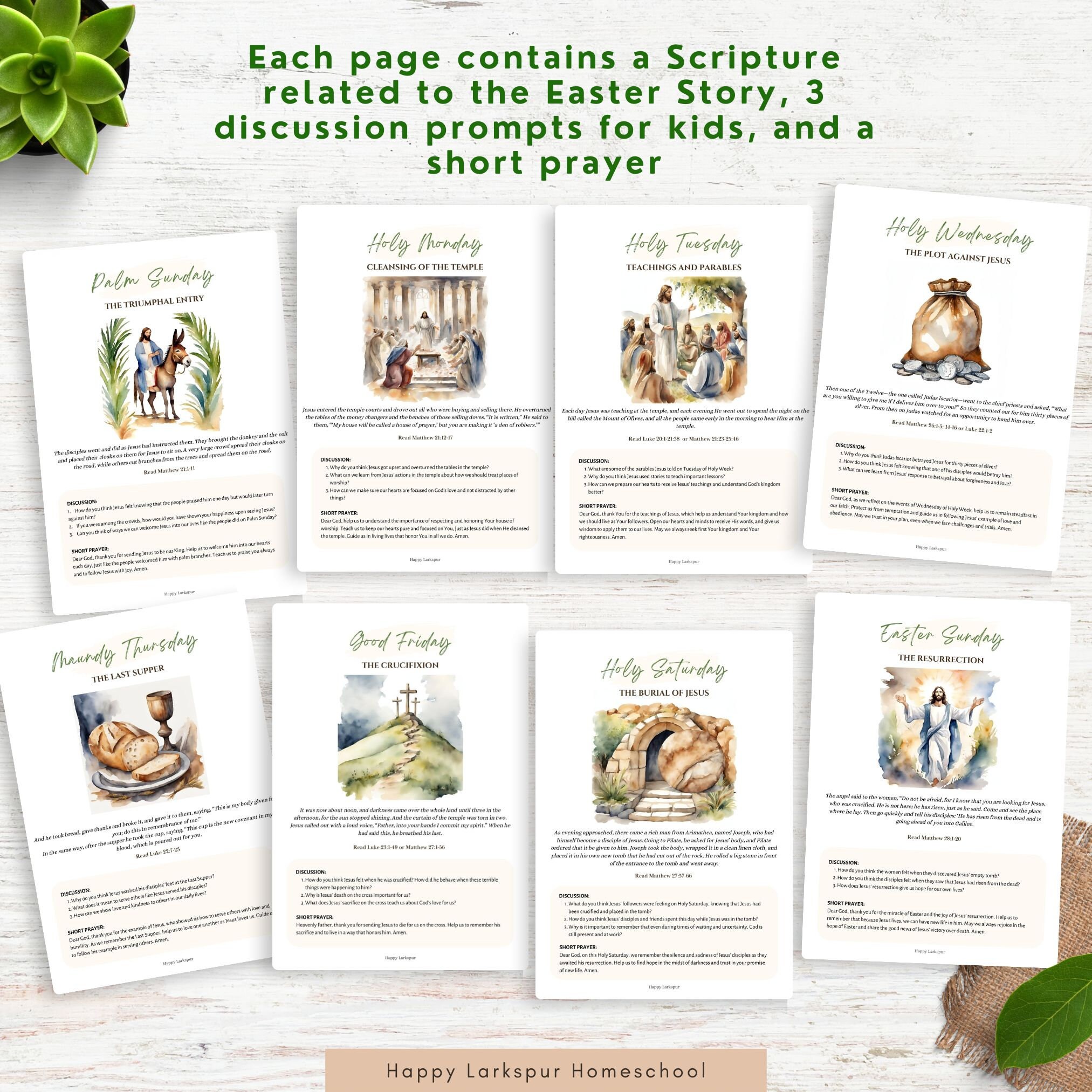 Easter Scripture Cards for Kids, Easter Story Scripture Cards, Holy ...
