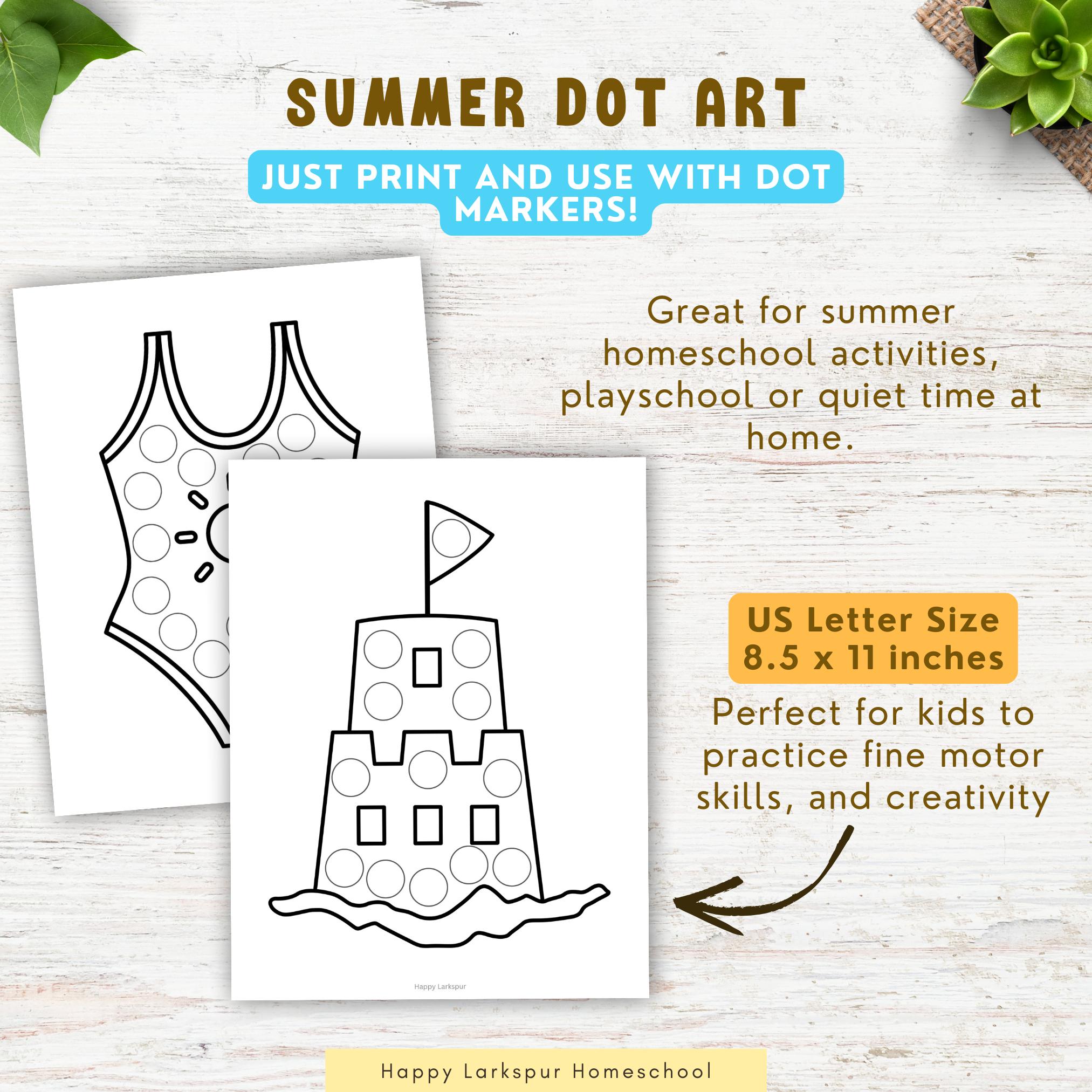 Summer Dot Art, Dot Marker Coloring, Toddler Activities, Dot Marker ...