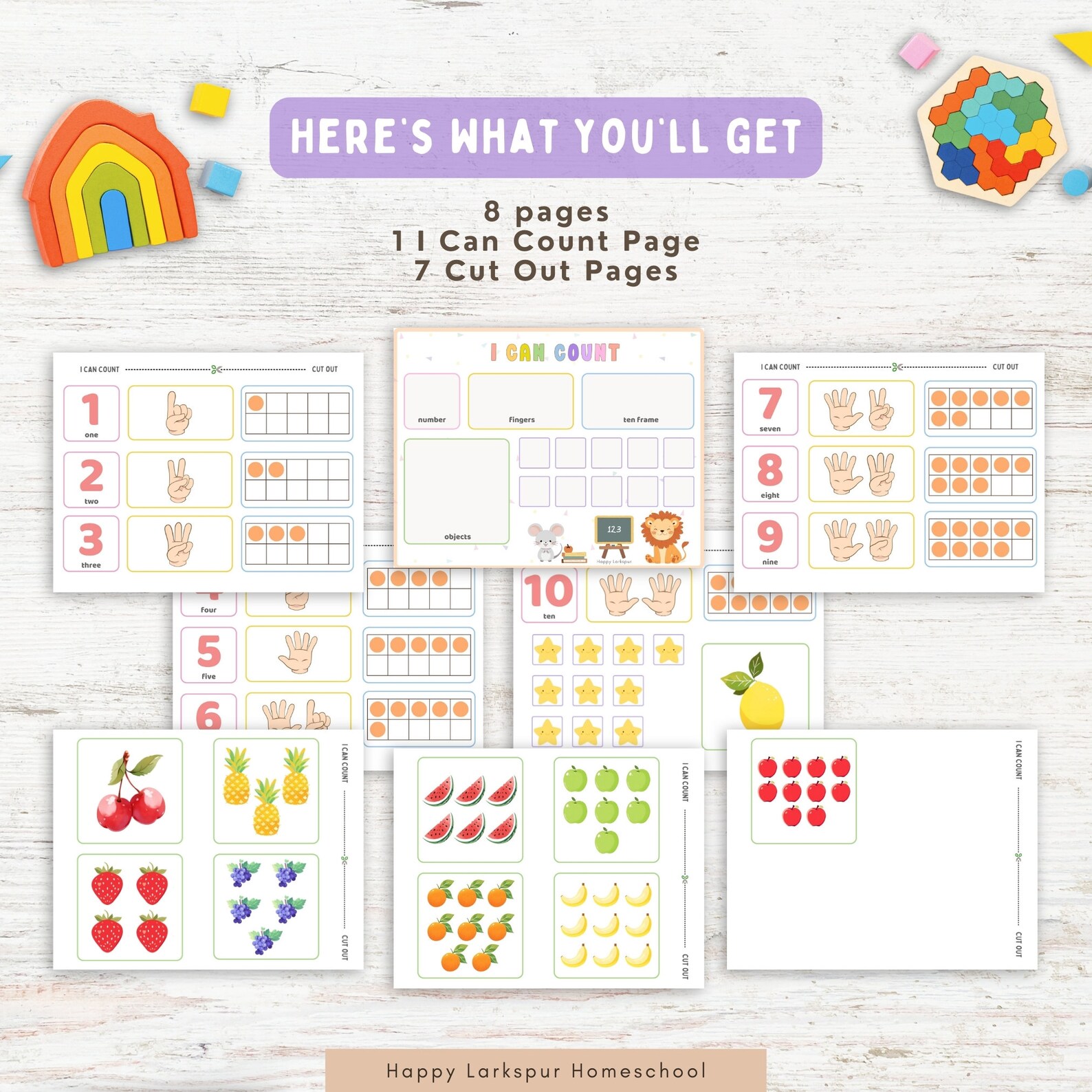 Number Matching Preschool, Counting Activity for Kids, Homeschool ...