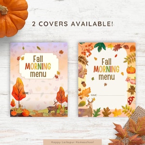 Morning Menu Homeschool Fall, Fall Morning Menu Kindergarten, Fall ...