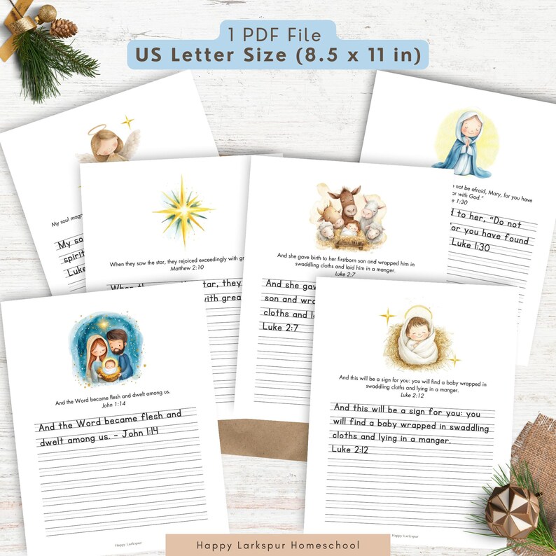 Advent Christmas Bible Verse Copywork, Bible Verse Handwriting Practice ...