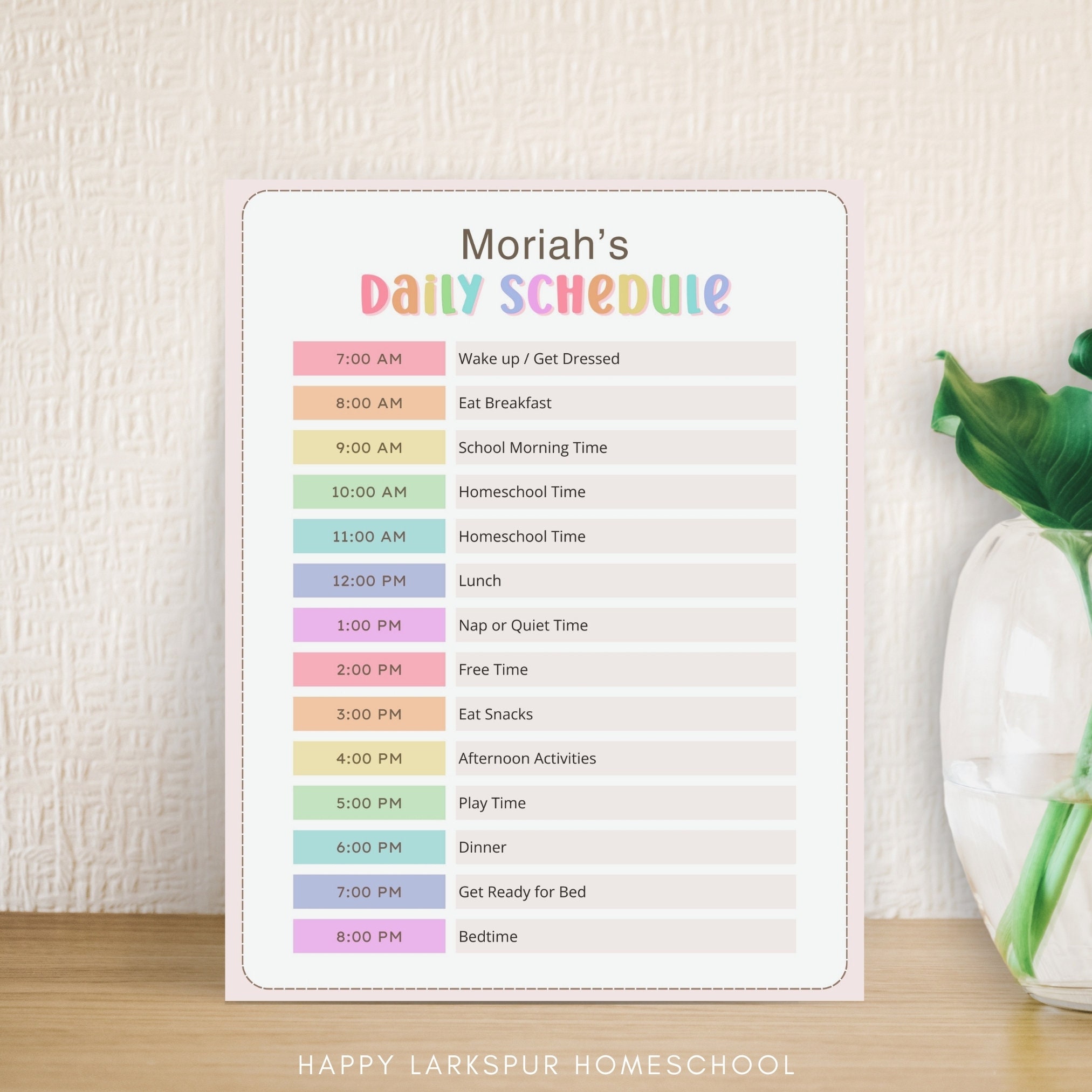 Kids Daily Schedule Template Printable, Editable PDF Homeschool Daily ...
