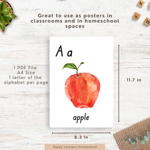 Alphabet Posters, A4 ABC Posters Classroom, Watercolor Alphabet Posters ...