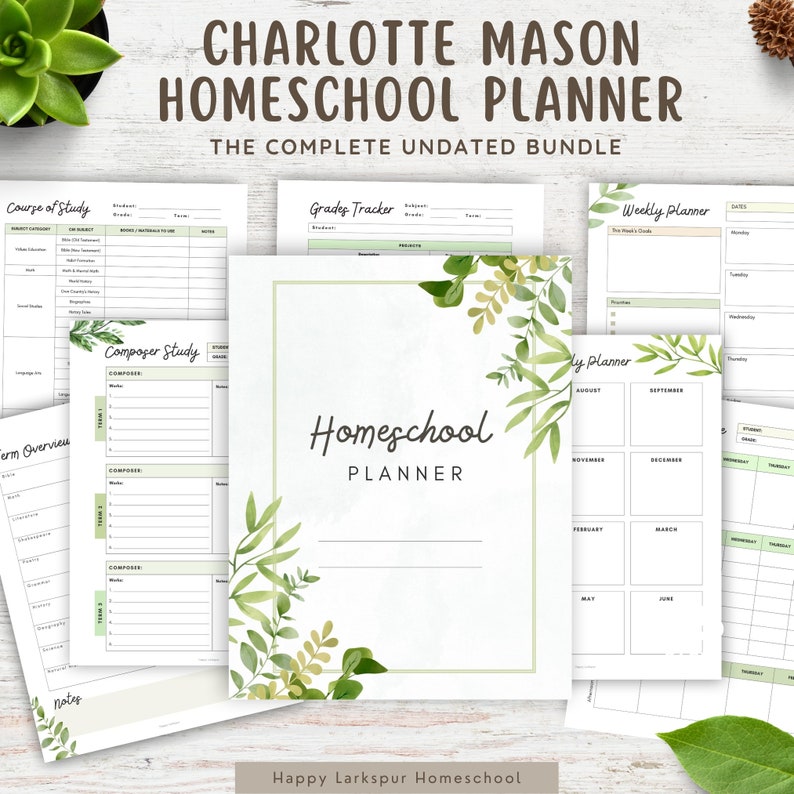 Charlotte Mason Homeschool Planner, Undated Homeschool Planner ...