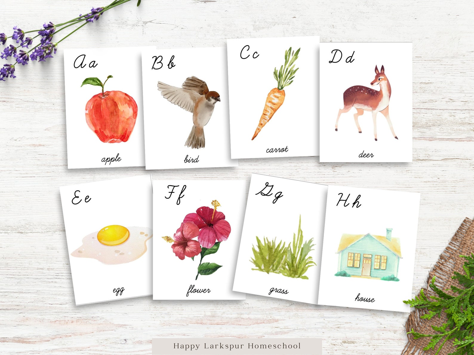 Cursive Alphabet Flashcards, Toddler Preschool Flashcards, Cursive ABC ...