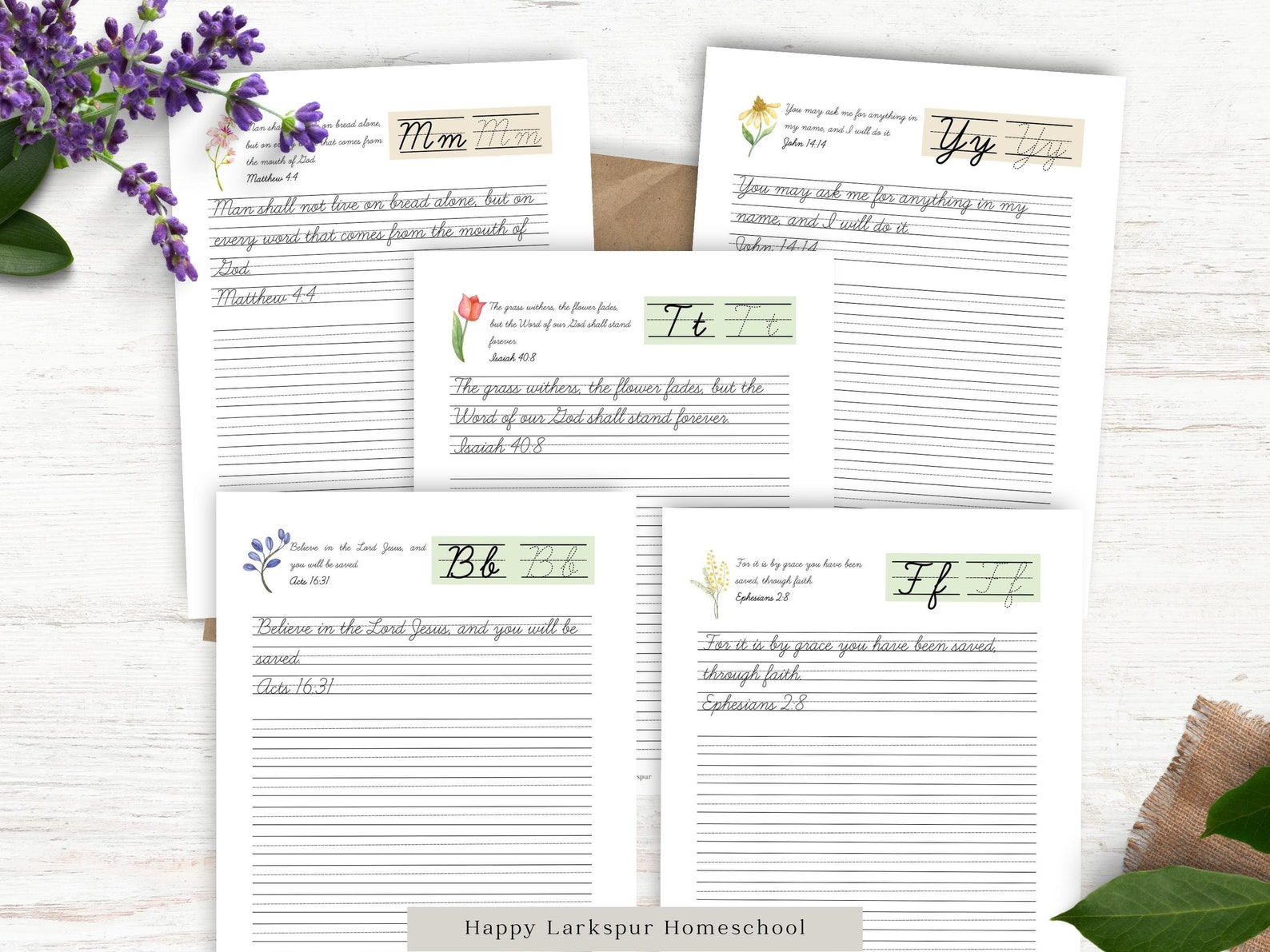 ABC Bible Verse Cursive Copywork Bundle Cursive Handwriting - Etsy