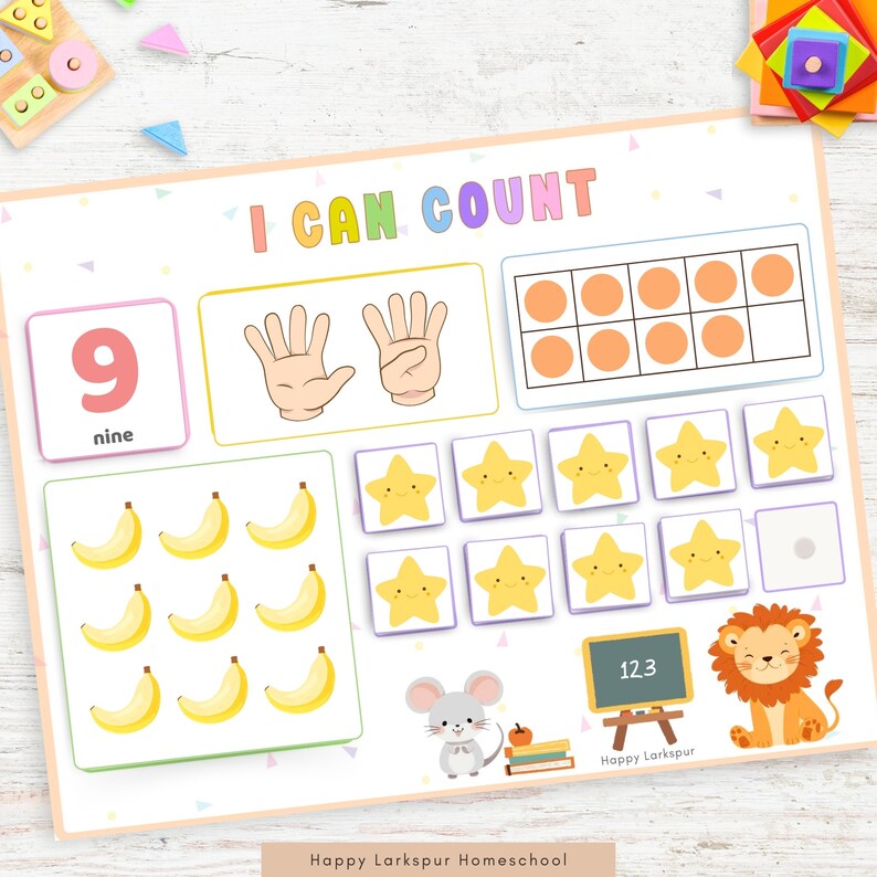 Number Matching Preschool, Counting Activity for Kids, Homeschool ...