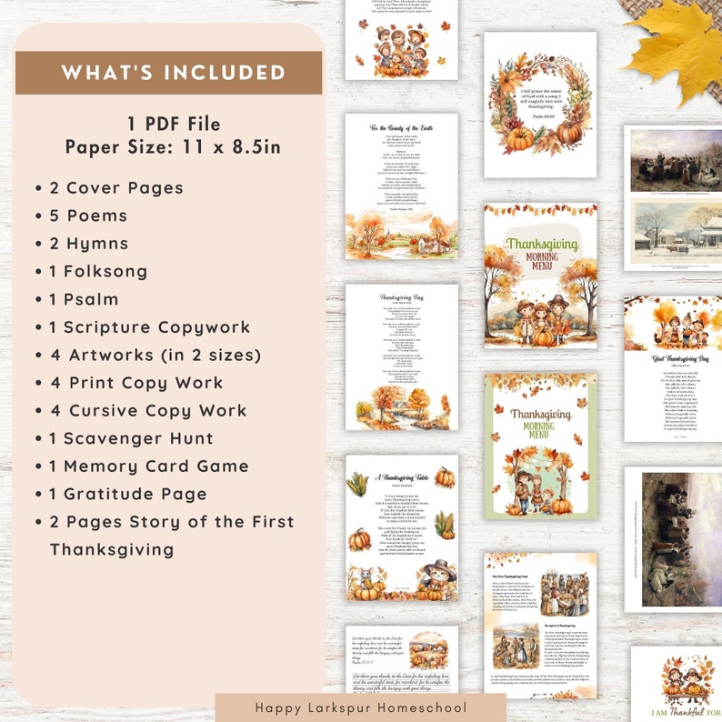 Thanksgiving Morning Menu Pages, Charlotte Mason Thanksgiving Morning ...
