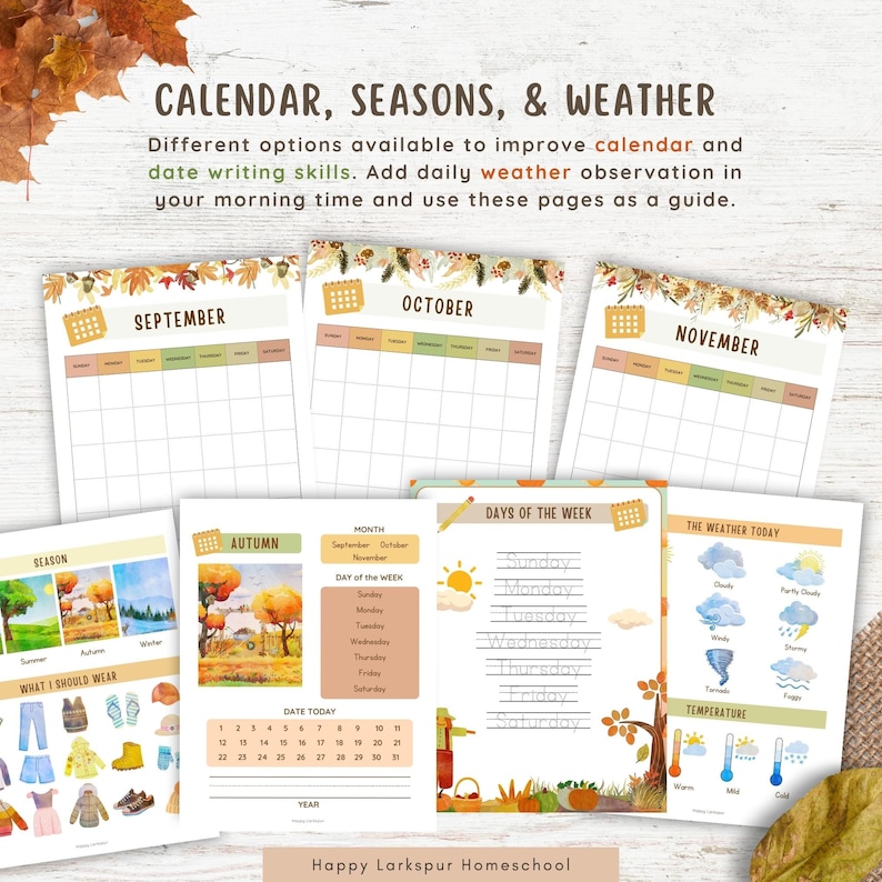Morning Menu Homeschool Fall, Fall Morning Menu Kindergarten, Fall ...