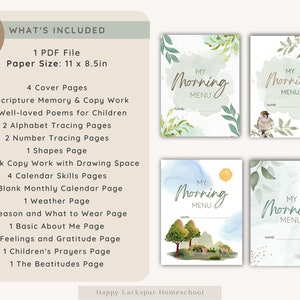 Complete Morning Menu Bundle | Homeschool Morning Menu | Morning Basket ...