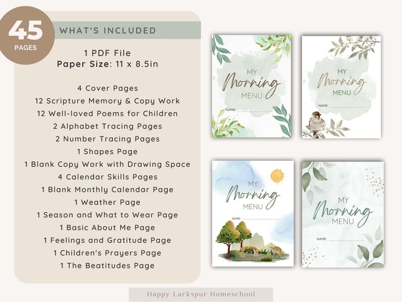 Complete Morning Menu Bundle | Homeschool Morning Menu | Morning Basket ...