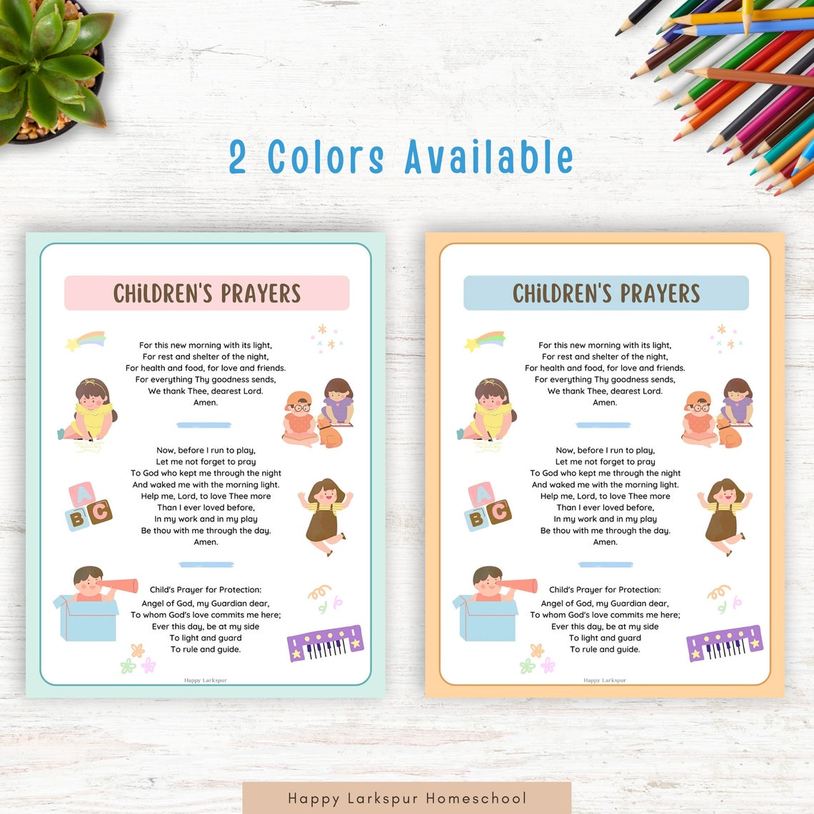 Children's Prayers Morning Menu Pages, Kids Prayers, Kids Prayer Wall ...