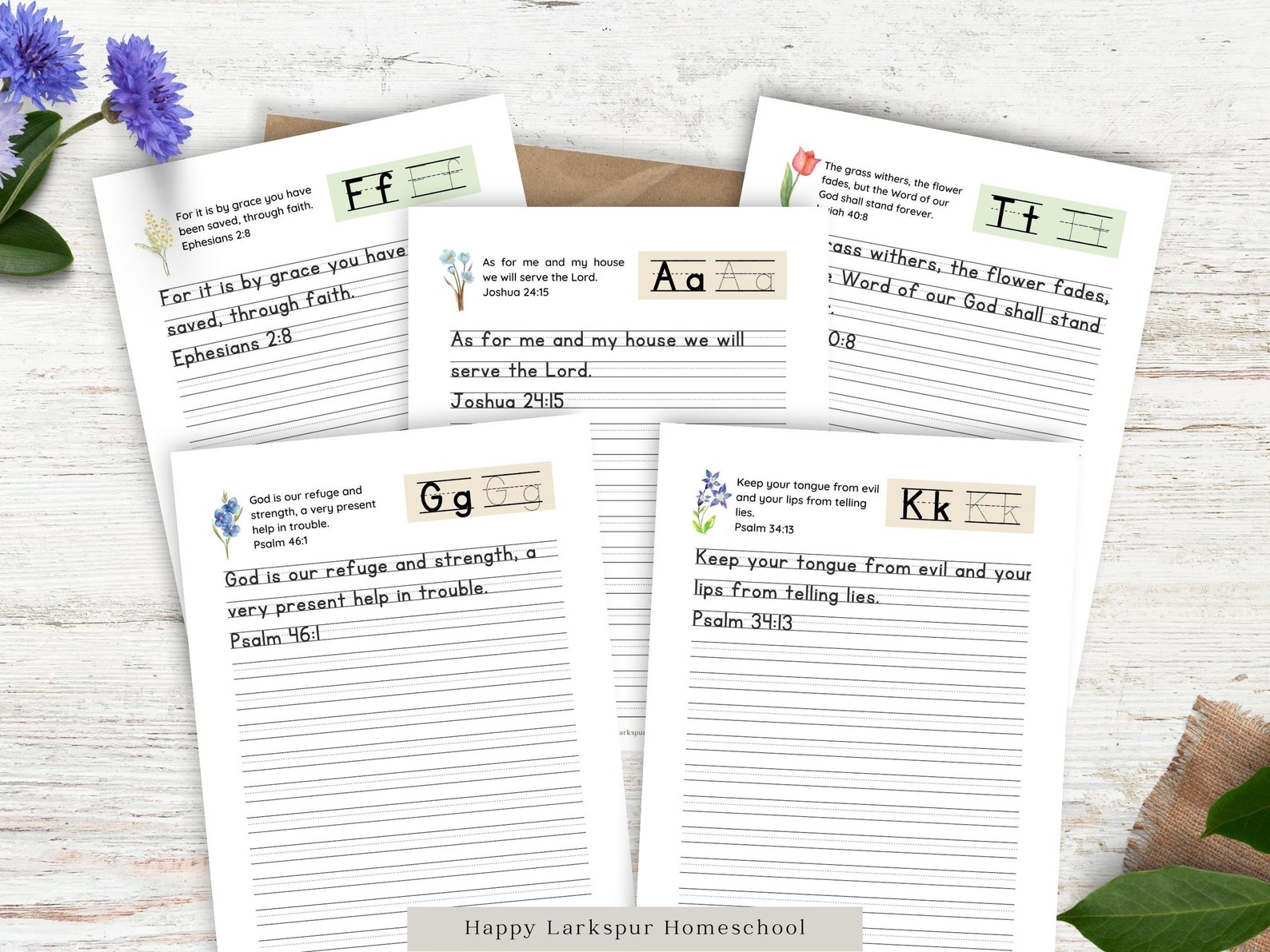 ABC Bible Verse Copywork, Bible Verse Handwriting Practice, Charlotte ...