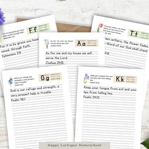 ABC Bible Verse Copywork, Bible Verse Handwriting Practice, Charlotte ...