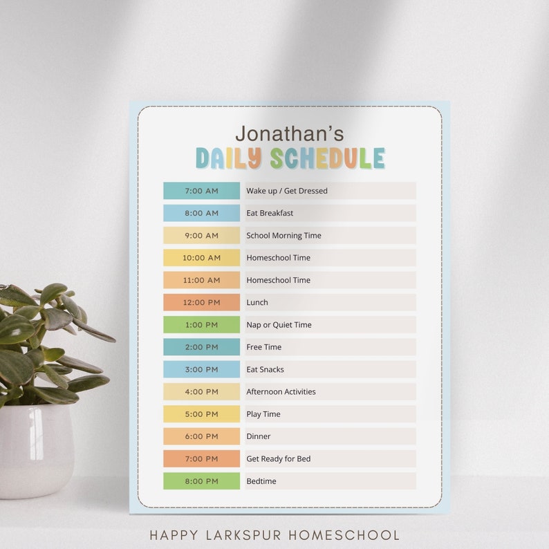 Kids Daily Schedule Template Printable, Editable PDF Homeschool Daily ...