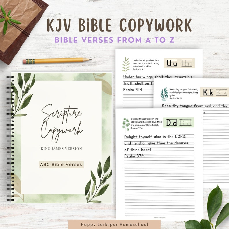KJV ABC Bible Verse Copywork, King James Version Scripture Handwriting ...
