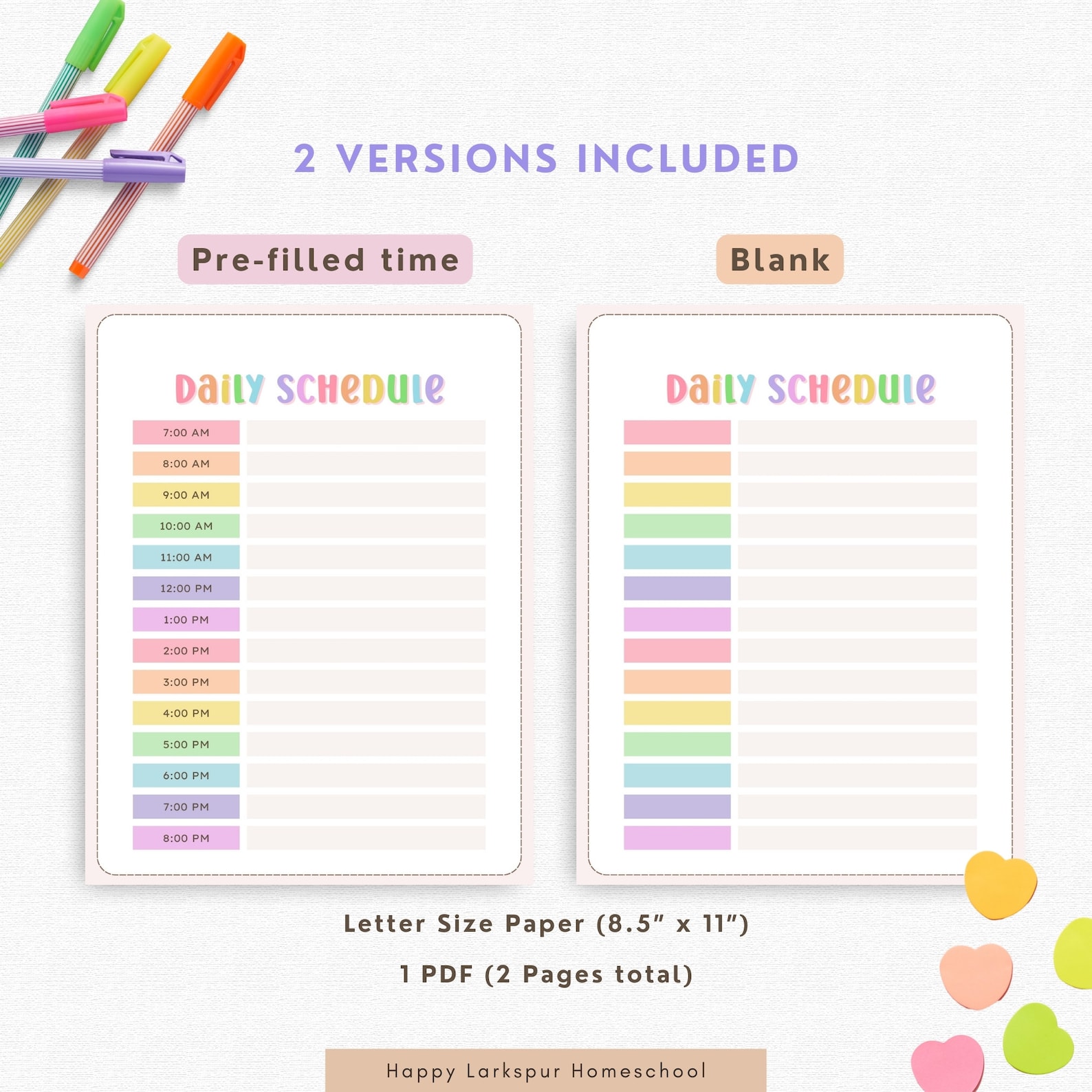 Kids Daily Schedule Template, Homeschool Daily Routine, Editable Pdf ...