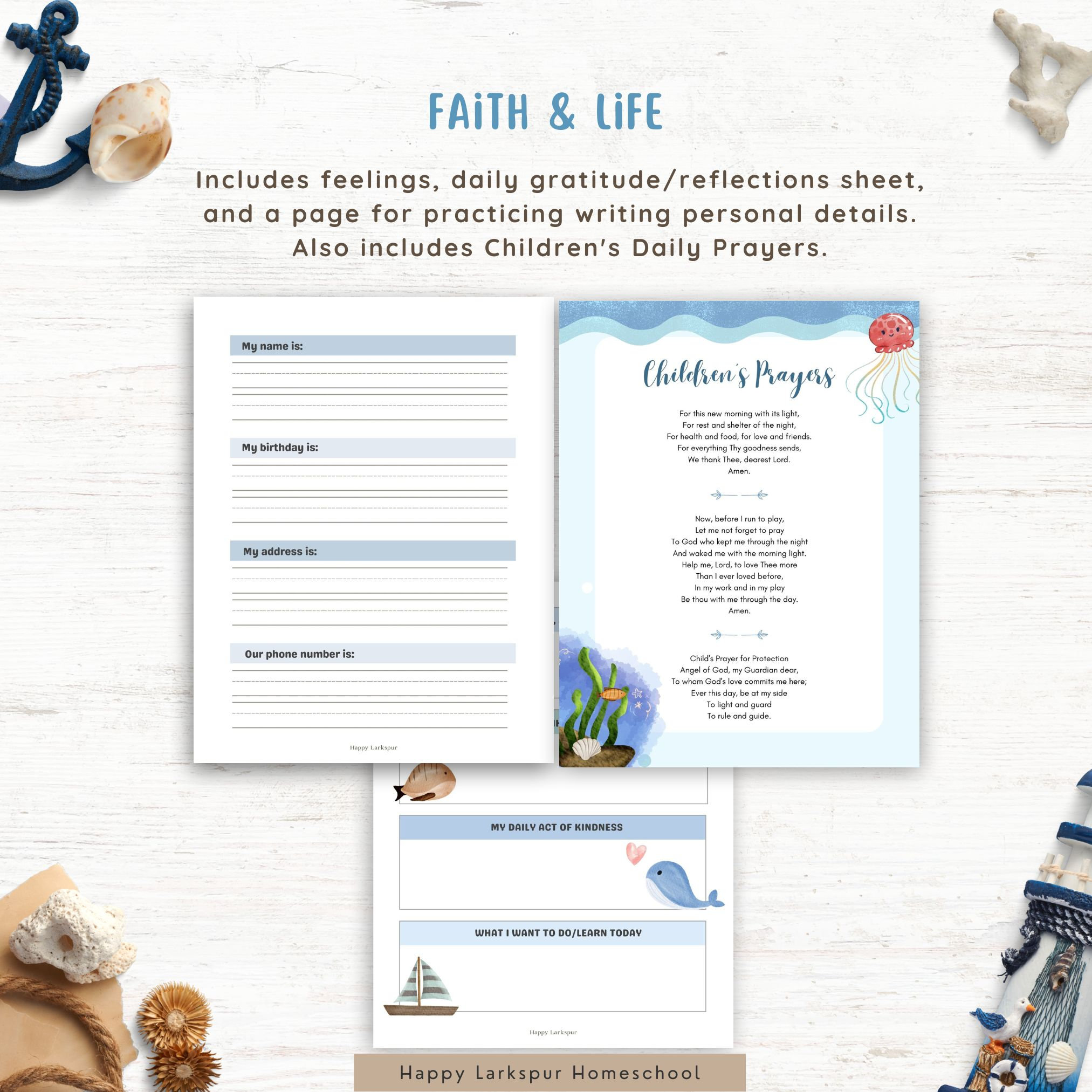 Ocean Theme Basic Morning Menu, Preschool Toddler Morning Menu ...