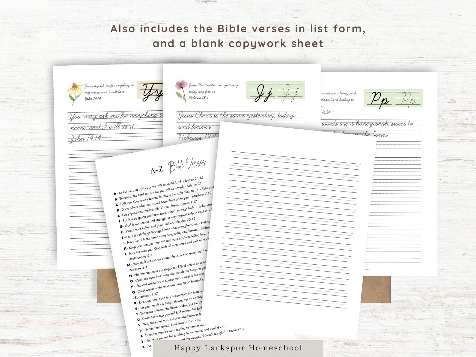 ABC Bible Verse Cursive Copywork Bundle Cursive Handwriting - Etsy