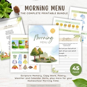 Complete Morning Menu Bundle Homeschool Morning Menu - Etsy