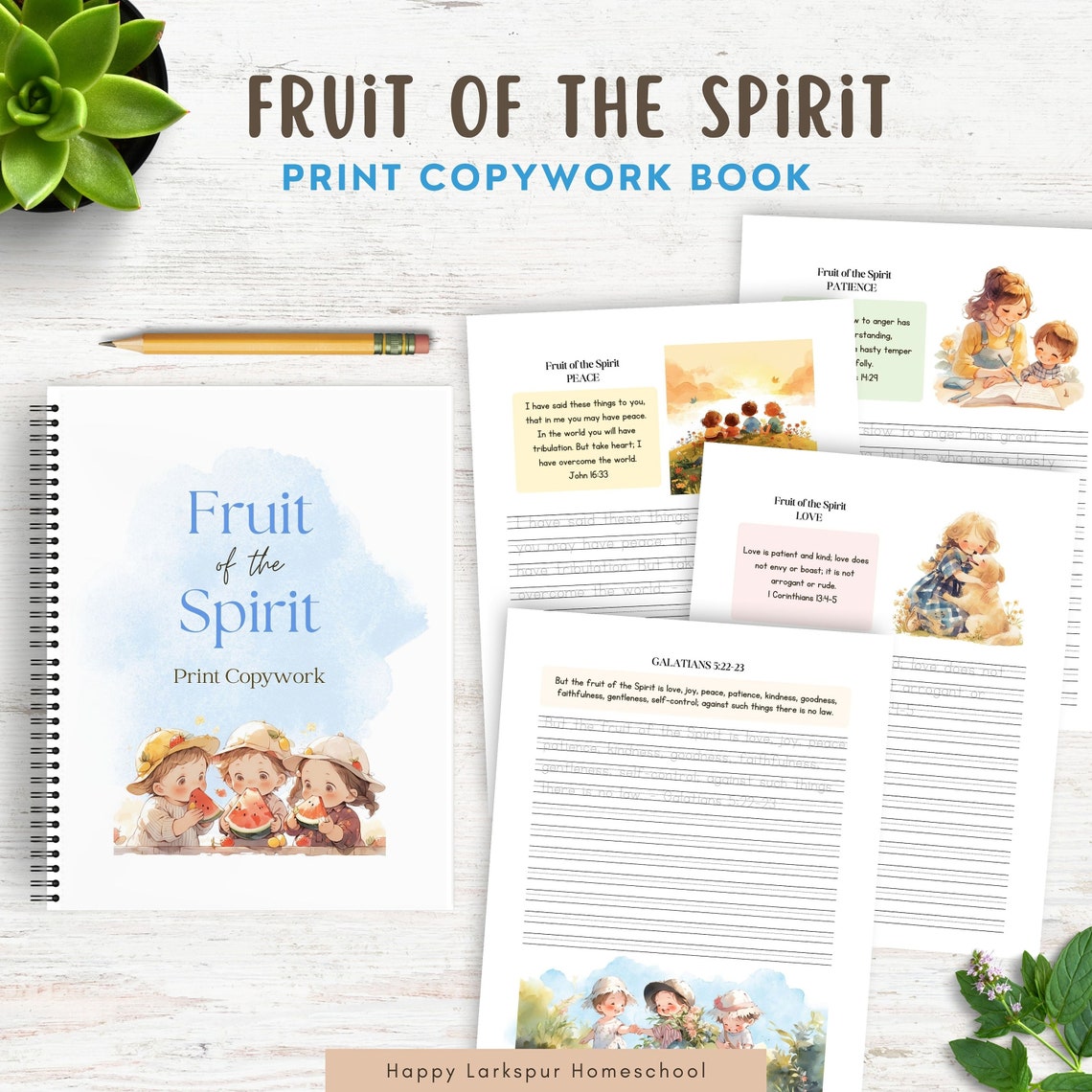 Fruit of the Spirit Copywork Book, Scripture Handwriting Practice ...