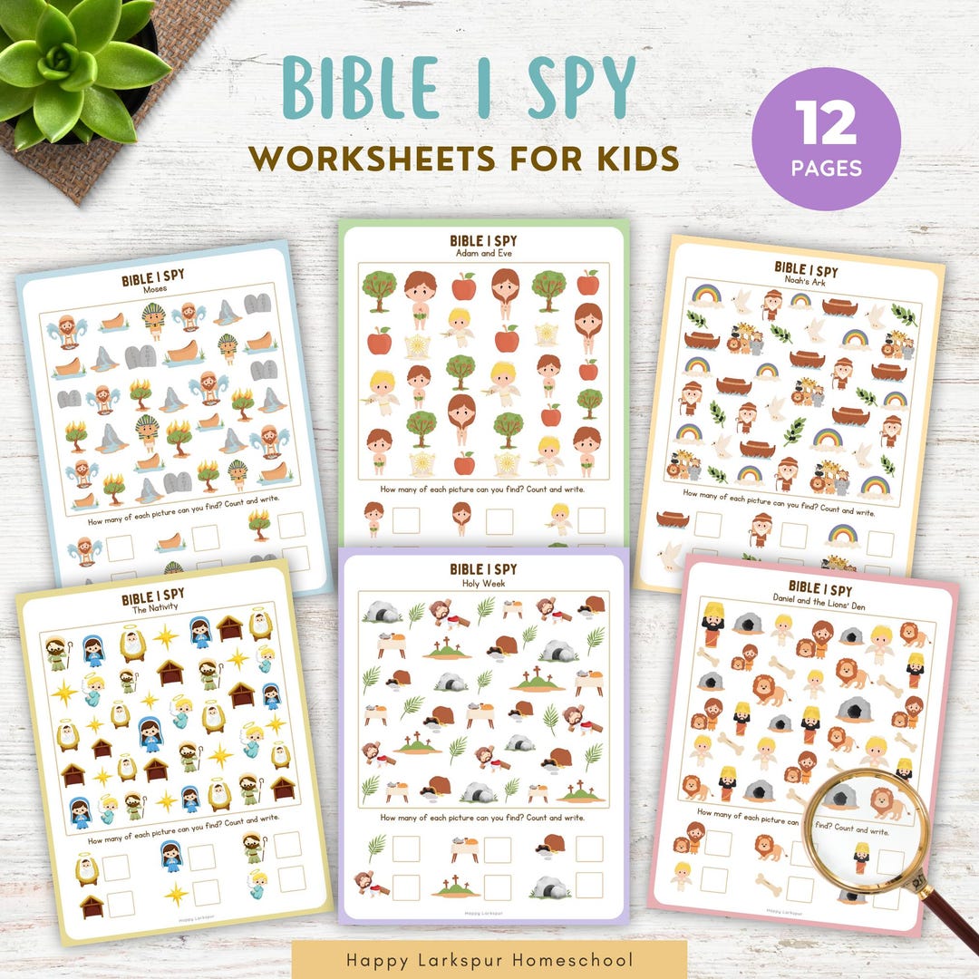 I Spy Bible Worksheets, Kids Bible I Spy Printable Activity, Sunday ...