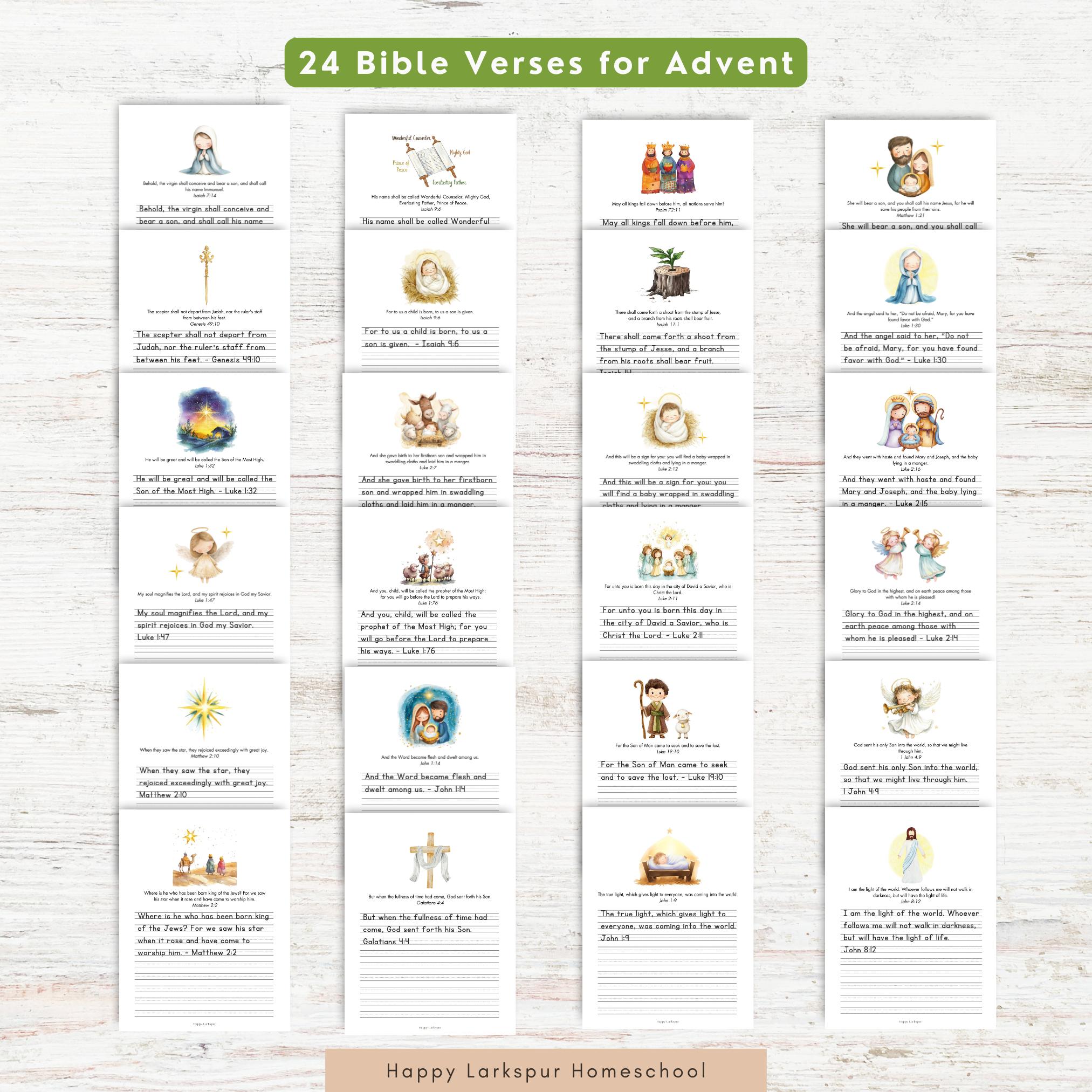 Advent Christmas Bible Verse Copywork, Bible Verse Handwriting Practice ...